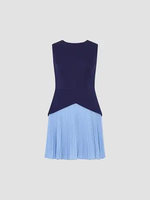 MILLY Haddy Pleated Two-tone Minidress