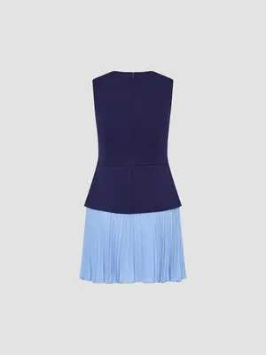 MILLY Haddy Pleated Two-tone Minidress