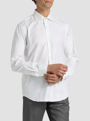 SAKS FIFTH AVENUE Collection Herringbone Cotton Dress Shirt