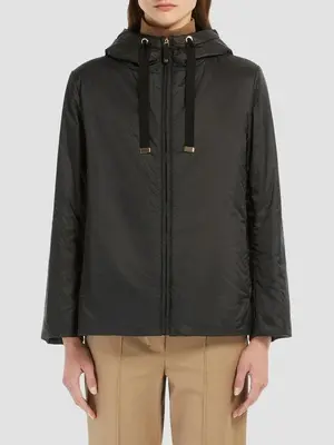 Max Mara Padded Hooded Jacket In Water Repellent Canvas - Black