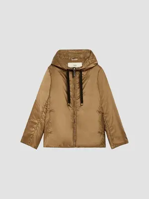 Max Mara Padded Hooded Jacket In Water Repellent Canvas - Caramel
