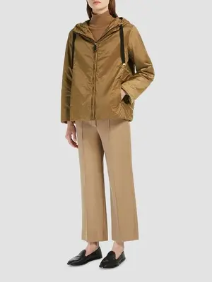 Max Mara Padded Hooded Jacket In Water Repellent Canvas - Caramel