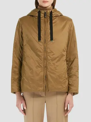 Max Mara Padded Hooded Jacket In Water Repellent Canvas - Caramel
