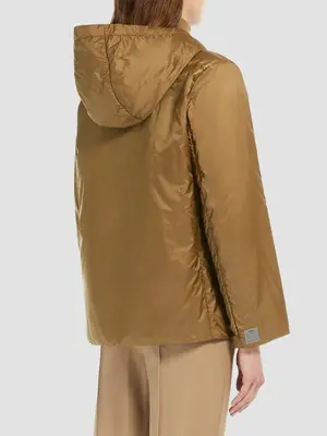 Max Mara Padded Hooded Jacket In Water Repellent Canvas - Caramel