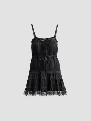 LoveShackFancy Saphirae Lace-trim Mini Dress
