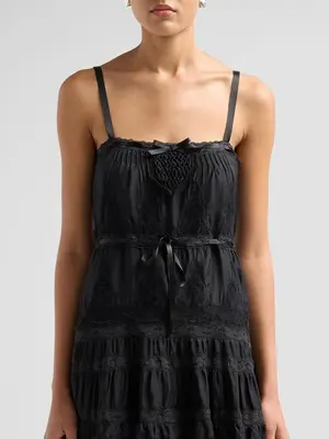 LoveShackFancy Saphirae Lace-trim Mini Dress