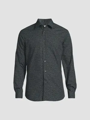 Paul Smith Floral Cotton Tailored Button-front Shirt - Navy