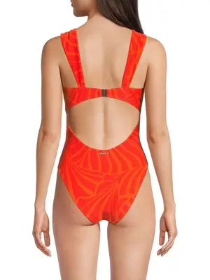 MILLY Betsy Abstract Kai Print Bandeau One-piece Swimsuit