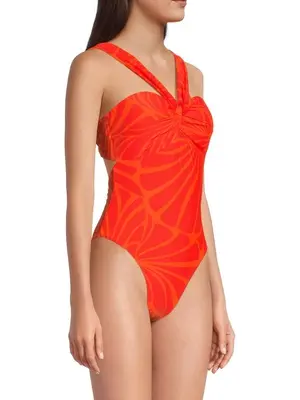 MILLY Betsy Abstract Kai Print Bandeau One-piece Swimsuit
