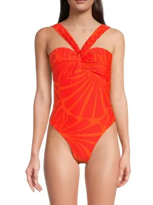 MILLY Betsy Abstract Kai Print Bandeau One-piece Swimsuit