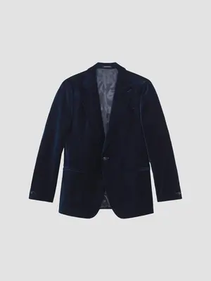 REISS Apsara Velvet Blazer - Navy