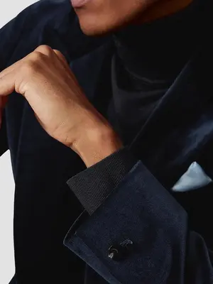 REISS Apsara Velvet Blazer - Navy