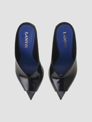 LANVIN Midnight Step Mules In Patent Leather