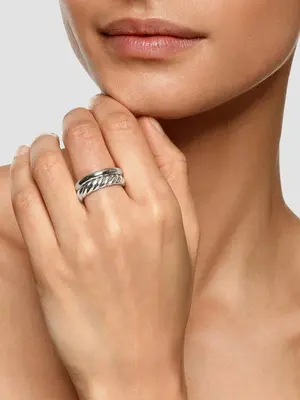 David Yurman Dy Mercer Two Row Ring In Sterling 8mm