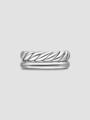 David Yurman Dy Mercer Two Row Ring In Sterling 8mm