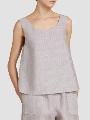 Max Mara Flared Cotton And Linen Canvas Top
