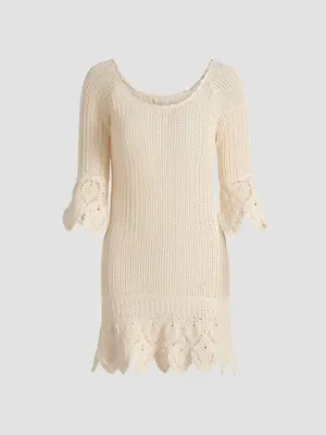 LoveShackFancy Krisella Crochet-knit Cotton Minidress