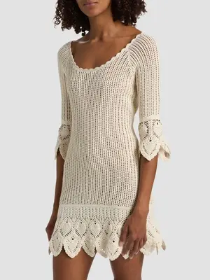 LoveShackFancy Krisella Crochet-knit Cotton Minidress