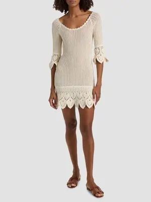 LoveShackFancy Krisella Crochet-knit Cotton Minidress