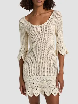 LoveShackFancy Krisella Crochet-knit Cotton Minidress