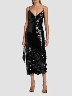 MILLY Rae Sequin-embellished Midi-dress