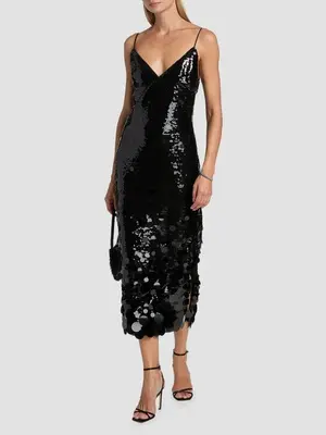 MILLY Rae Sequin-embellished Midi-dress