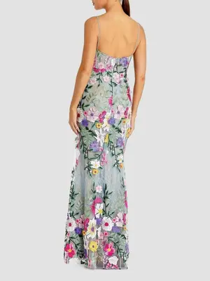 Mac Duggal Petite Floral Embroidered Column Gown