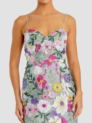 Mac Duggal Petite Floral Embroidered Column Gown