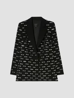 Marina Rinaldi Rhinestone Detail Cady Blazer Jacket - Black