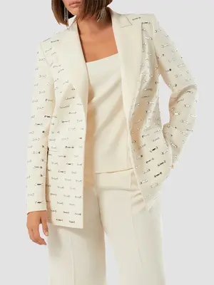 Marina Rinaldi Rhinestone Detail Cady Blazer Jacket - Light Yellow