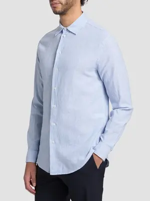 Emporio Armani Pinstriped Linen-cotton Button-front Shirt