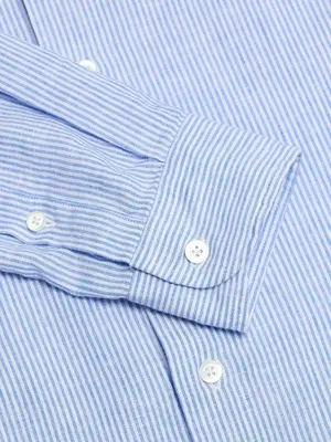 Emporio Armani Pinstriped Linen-cotton Button-front Shirt