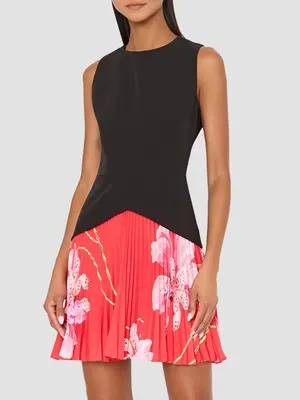MILLY Haddy Printed Pleated Minidress