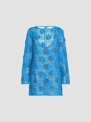 MILLY 3d Crochet Cover-up - Blue