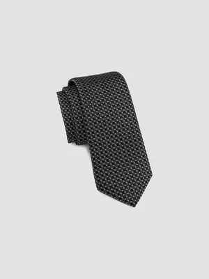 Giorgio Armani Geometric Woven Silk Jacquard Tie Black