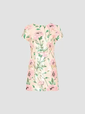 MILLY Rowen Floral Sequin Sheath Minidress - White Multi