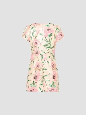 MILLY Rowen Floral Sequin Sheath Minidress - White Multi