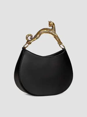 LANVIN Cat-handle Leather Hobo Bag
