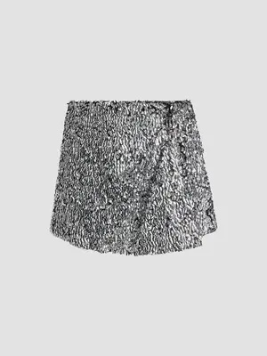AREA Metallic Beaded Miniskirt