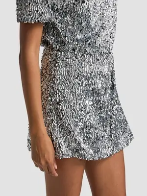 AREA Metallic Beaded Miniskirt
