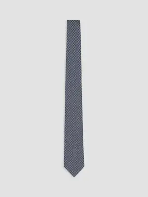Emporio Armani Geo Print Silk Tie - Blue Navy