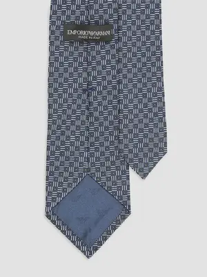 Emporio Armani Geo Print Silk Tie - Blue Navy