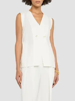 REISS Whitney Linen Double-breasted Vest