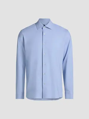 SAKS FIFTH AVENUE Collection Micro Structure Active Shirt - Light Blue