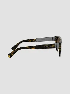 BVLGARI Aluminium 55mm Rectangular Sunglasses - Dark Havana Brown