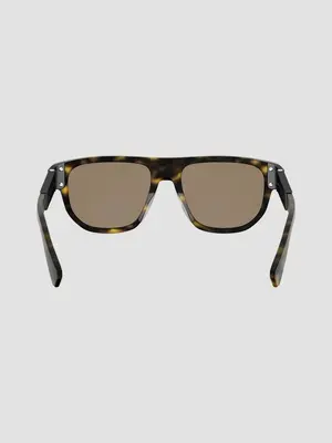 BVLGARI Aluminium 55mm Rectangular Sunglasses - Dark Havana Brown