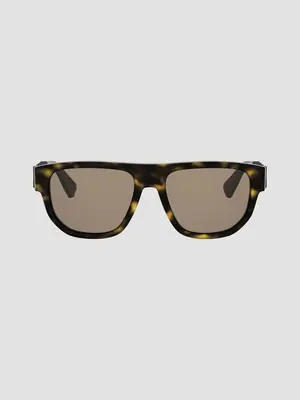 BVLGARI Aluminium 55mm Rectangular Sunglasses - Dark Havana Brown