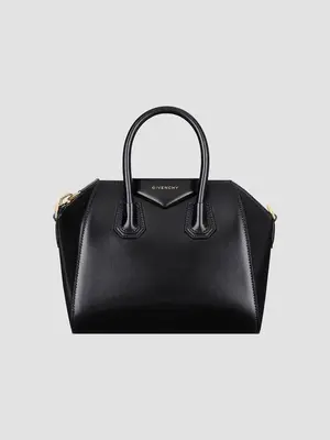 Givenchy Mini Antigona Top Handle Bag In Box Leather - Black