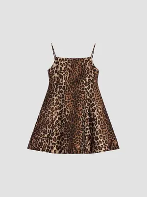 Givenchy Sliced Mini Dress In Leopard Jacquard - Brown