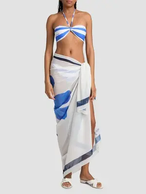 MILLY A La Plage Striped Halterneck Bikini Top